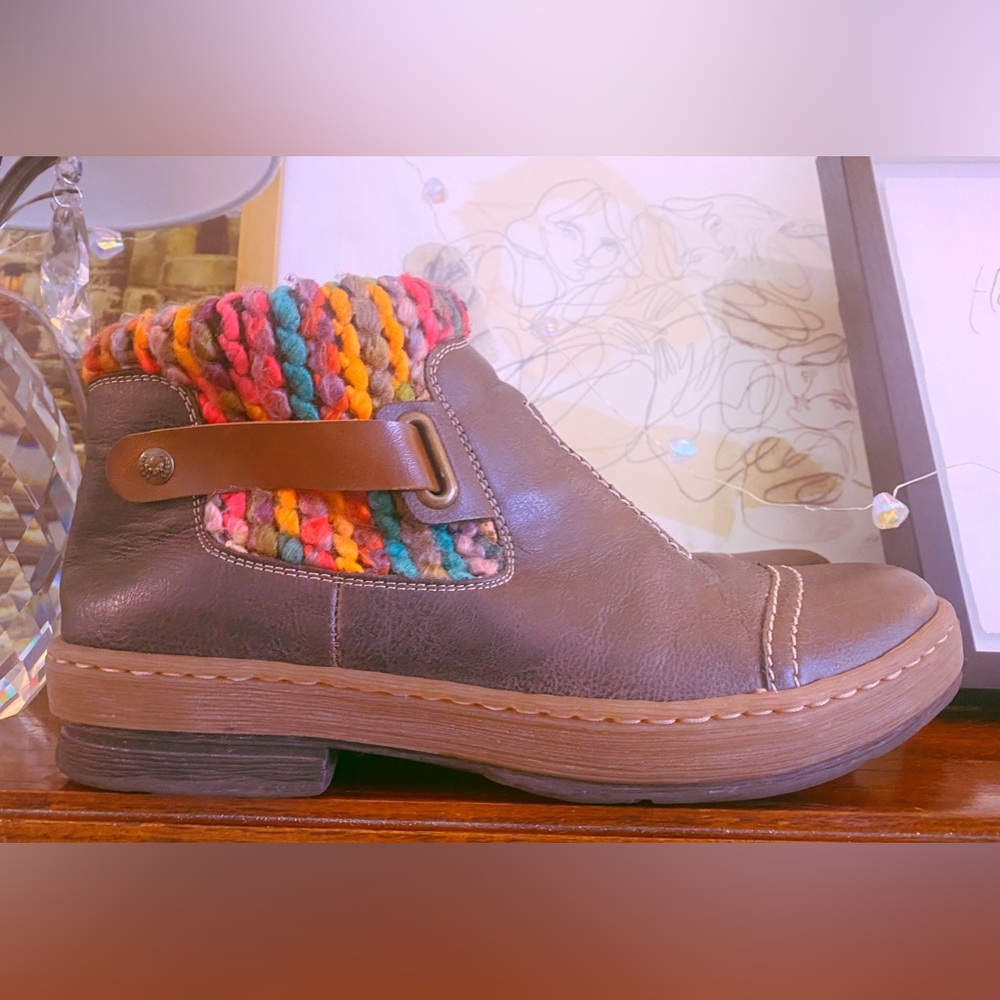 Rieker Leather & Rainbow Weave Boots (Retail $175) - Gem